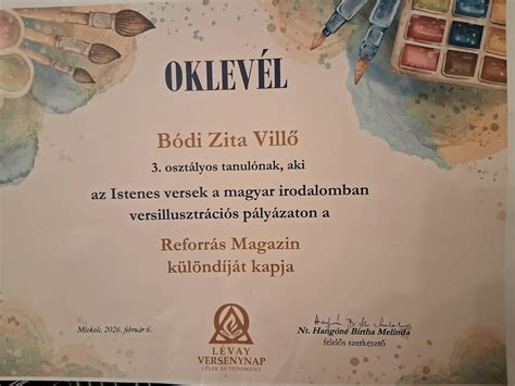 Bódi Zita Villő Különdíjas Lett A Lévay Rajzpályázatán Görömbölyi