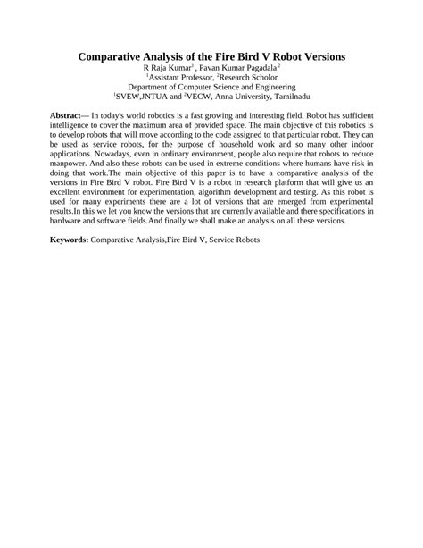 Pdf Comparative Analysis Of The Fire Bird V Robot Versions