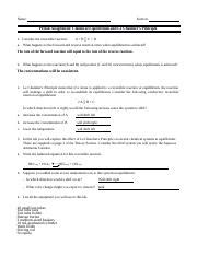 Equilibrium Prelab Docx Name Section Prelab Assignment Chemical Equilibrium And Le