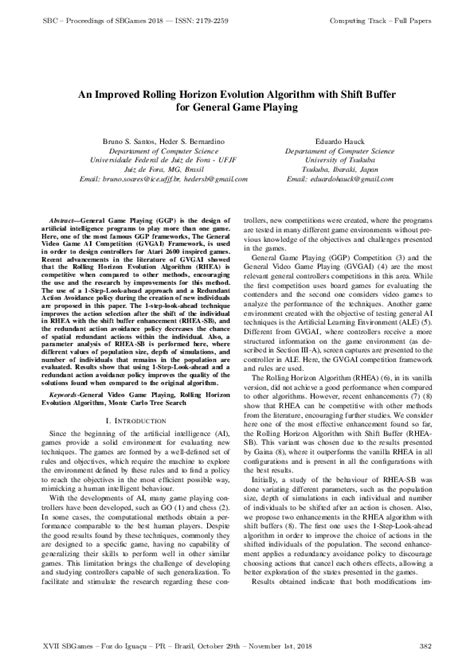 Pdf An Improved Rolling Horizon Evolution Algorithm With Shift Buffer