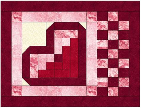 Log Cabin Heart Quilt Block Pattern Download Etsy