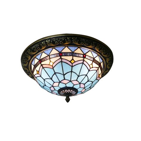 Tiffany Flush Mount Ceiling Light Aeyee Classy Blue Ceiling Light R