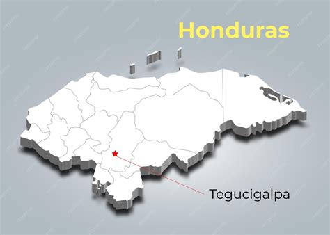 Premium Vector Honduras 3d Map With Borders Of Regions And Its Capital