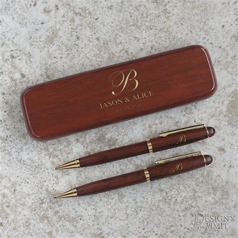 Personalized Rosewood Pen Set Including Engraved Case And Choice Of