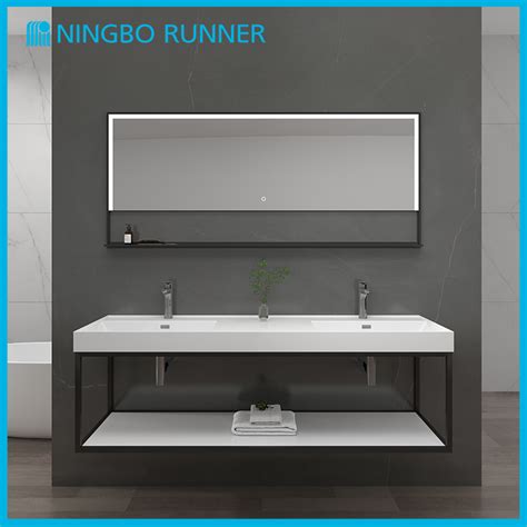 1500mm Double Basin Metal Frame Industry Wall Mount Bathroom Console