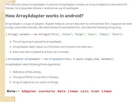 Android Array Adapter Listview Ppt