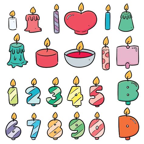 생일 촛불 세트 프리미엄 벡터
