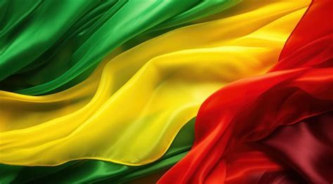 Premium Ai Image Cameroon Flag Colors Green Red And Yellow Flowing Fabric Liquid Haze Background