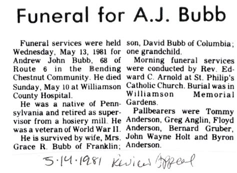 Andrew John Bubb 1913 1981 Find A Grave Memorial