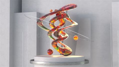 3d Animation Loop Of Colorful Abstract Sculpture Installed On Round Pedestal Stock Video Video