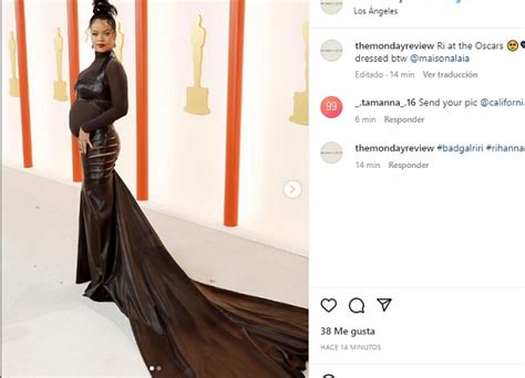 Rihanna en los Oscar mostró radiante su avanzado embarazo con este singular vestido negro Moda