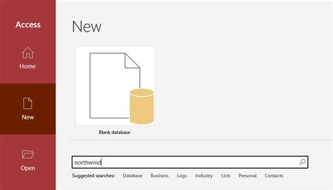 how to setup a northwind database in ms access arrow design