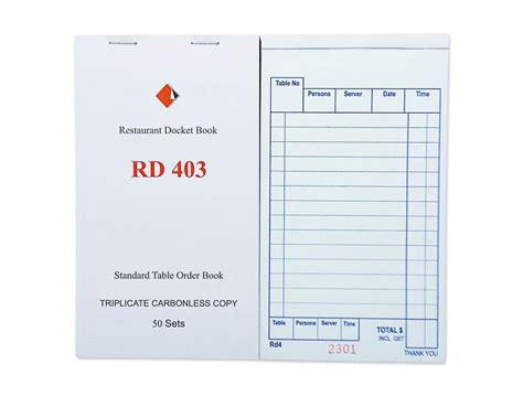 Standard Table Order Books Mgh Packaging