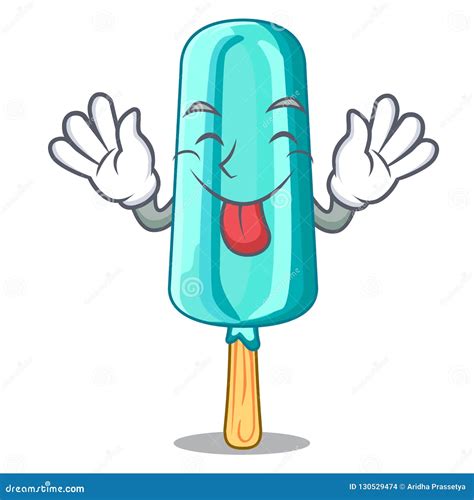 Tongue Out Ice Cream Shaped Stick On Mascot Stock Vector Illustration