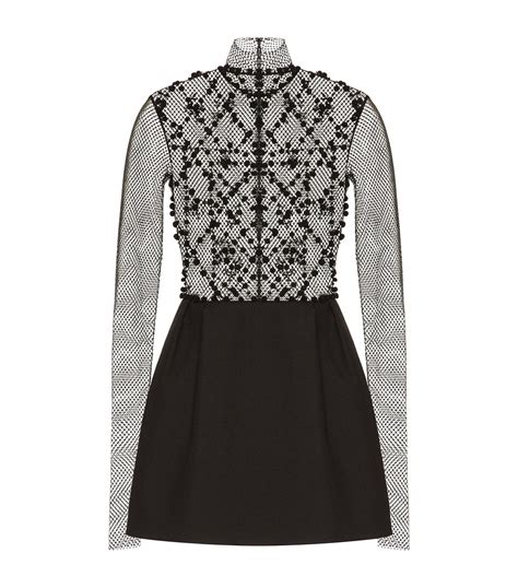 Valentino Garavani Black Embellished Mesh Mini Dress Harrods Uk