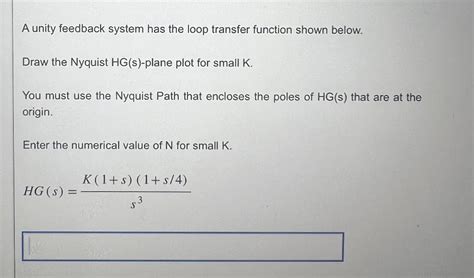 Solved A Unity Feedback System Has The Loop Transfer Chegg Com