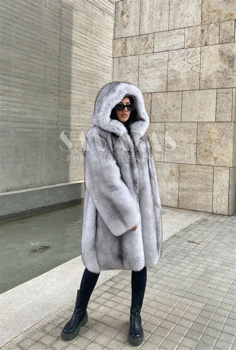 Full Skin Blue Fox Fur Jacketcoat Fur Jacketluxury Fur Jacketblue
