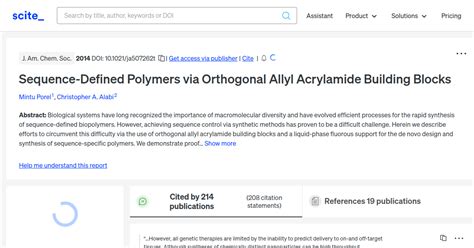 Sequence Defined Polymers Via Orthogonal Allyl Acrylamide Building Blocks Scite Report