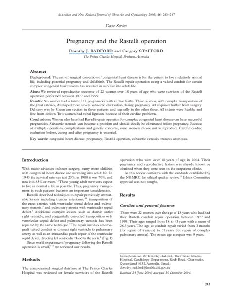 Pdf Pregnancy And The Rastelli Operation