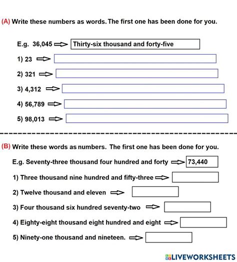 Math Numbers To Words Vice Versa Worksheet Artofit