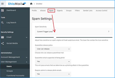 Spam Settings Explained EhloMail User Guide