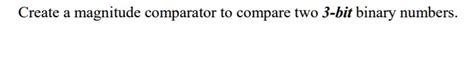 Solved Use Logisim Create A Magnitude Comparator To Compare Two