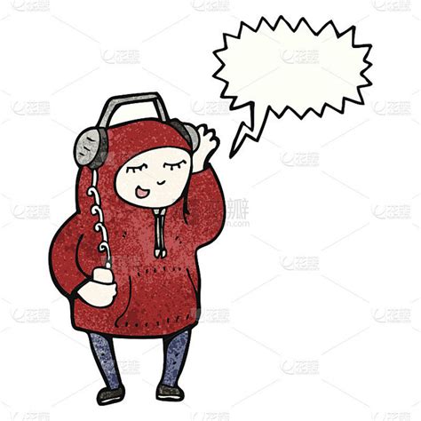 卡通人在听音乐