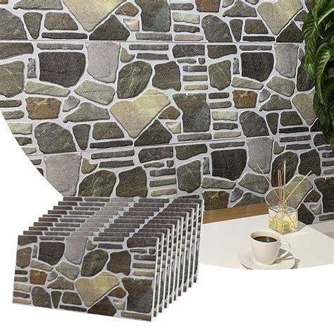Dundee Deco 3d Wall Panels Cladding Charcoal Green Beige Stone Look