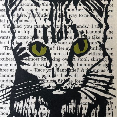 Cat Lino Print Etsy Uk