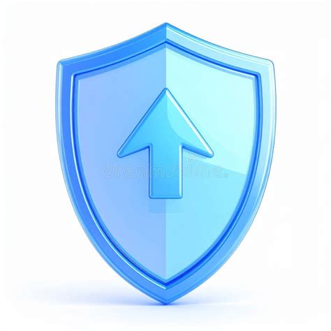 Blue 3d Render Of A Shield With An Up Arrow Stock Illustration Illustration Of Improvement