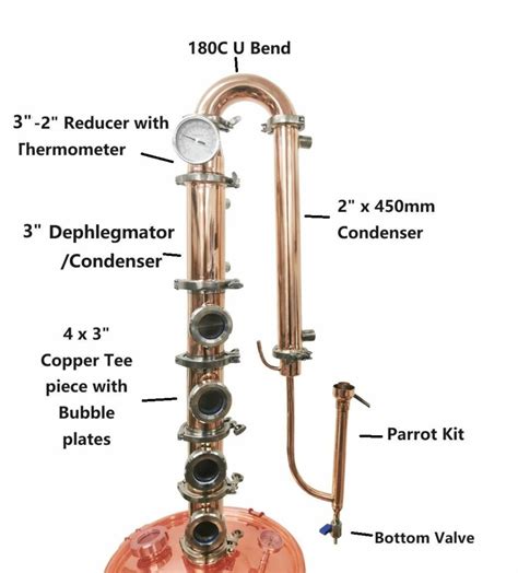 Copper 3 X 4 Plate Colume Without Copper Lid No Boiler Brewers Choice