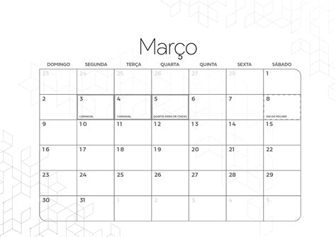 Calendario Mensal Marco Minimalista Preto E Branco Fazendo A Nossa Festa