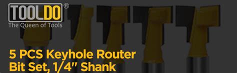 Tooldo Keyhole Router Bit Set 1 4 Inch Shank Router Bits，5 Pcs Router
