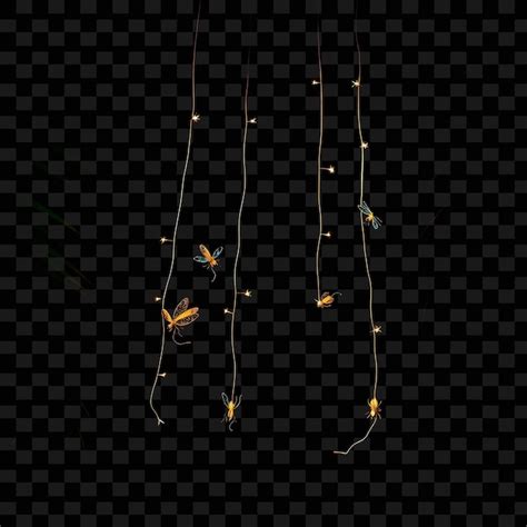 Decorative String Fireflies And Palm Fronds Neon Glowing Bugs Float