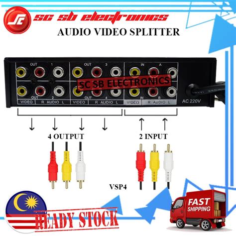 Audio Video Splitter Av Rca Splitter Selector Switch Vsp4 2 In 4