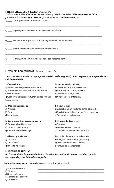 Dokumen I ITEM VERDADERO Y FALSO 2 Puntos C U Coloca Una V