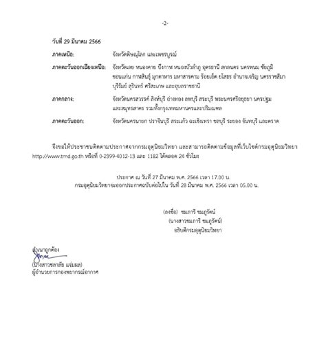 ประกาศ กรมอุตุนิยมวิทยา ฉบับที่ 7 เตือน พรุ่งนี้ 34 จังหวัด ระวังพายุ