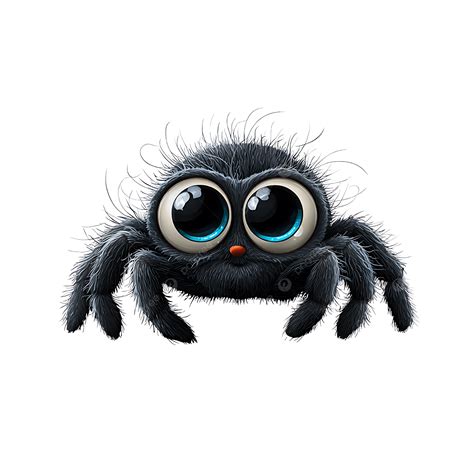 Adorable Cartoon Jumping Spider With Big Blue Eyes And Fluffy Body