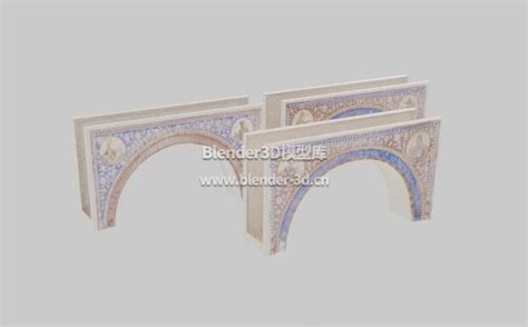 Blender 装饰线条拱门墙壁3d模型素材资源免费下载 Blender3d模型库