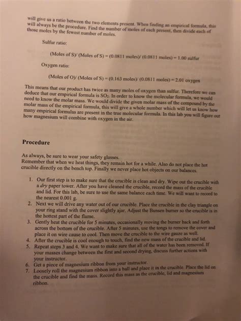 Solved E Empirical Tical Formula Of An Oxide In This Lab We