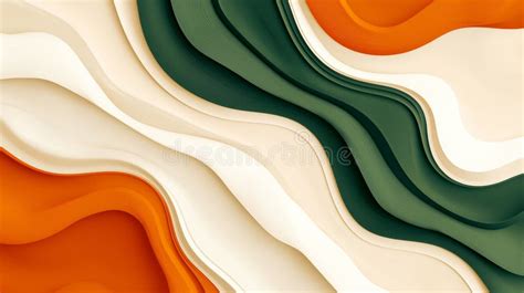 Modern And Stylish Design Featuring Smooth Undulating Waves In Shades Of Green Orange And