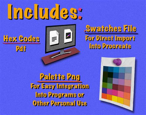 Colorful Color Swatch Palette Color Hex Codes Procreate Swatches Color Scheme Color Chart