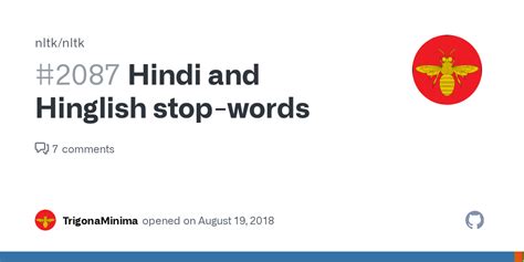 Hindi And Hinglish Stop Words · Issue 2087 · Nltknltk · Github