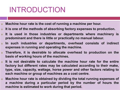 Machine Hour Rate PPTX Gas And Electric Home Utilities