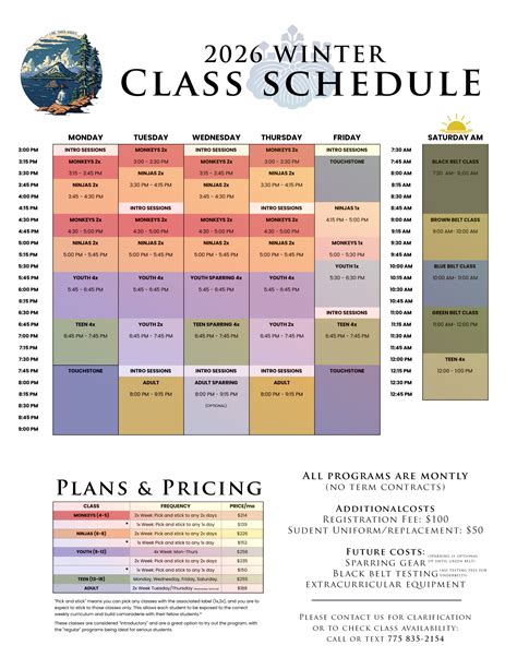 Current Schedule And Pricing Lake Tahoe Karate