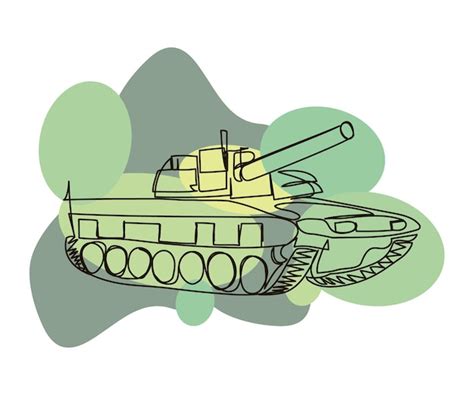 Premium Vector Tank On A Camouflage Background Continuous Line Drawing One Line Art Of Armored