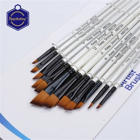 Keep Smiling Paint Brush Set Chisel Edge 12 Pcs Set Stationery Art