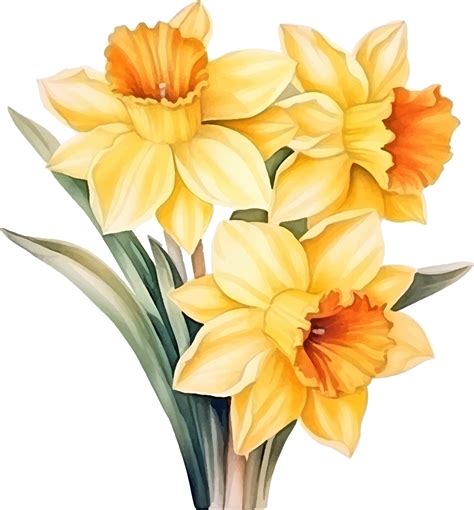 Daffodils Flowers Watercolor Ai Generate 25860352 PNG