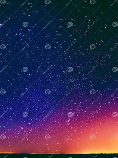 Colourful Night Starry Sky Gradient Night Dark Blue Sky Glowing Stars