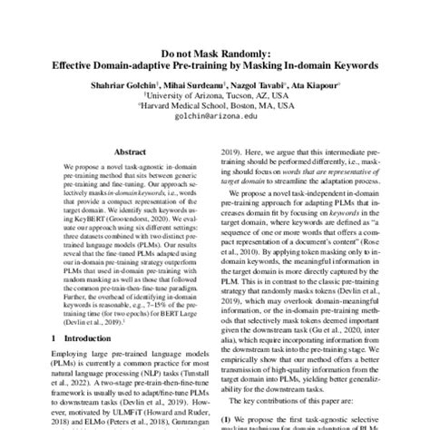 Do Not Mask Randomly Effective Domain Adaptive Pre Training By Masking